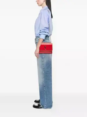 Saint Laurent 2017 Medium Croc Embossed Monogram Sunset Bag - Red