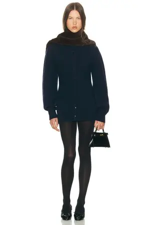 HELSA Devika Wool Cashmere Cardigan - Navy