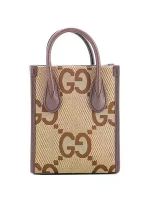 Gucci Vertical Tote Jumbo Gg Canvas Mini Crossbody Bag - Brown