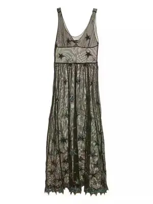 FLEUR DU MAL Star-embroidered Mesh Dress