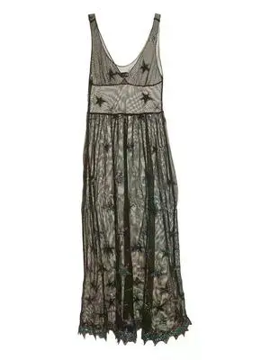 FLEUR DU MAL Star-embroidered Mesh Dress