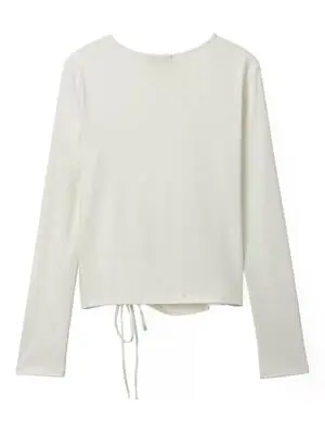 TOUT A COUP Ruched Drawstring Top - Neutrals