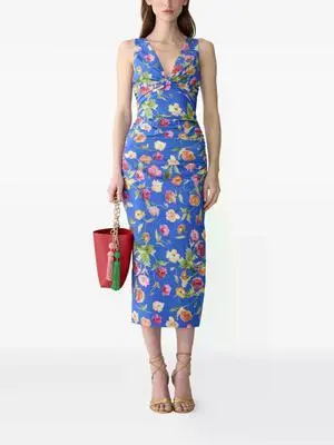Carolina Herrera Poppy-print Gathered Midi Dress