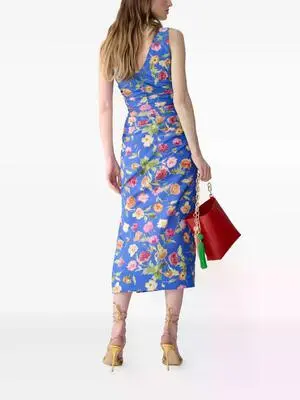 Carolina Herrera Poppy-print Gathered Midi Dress
