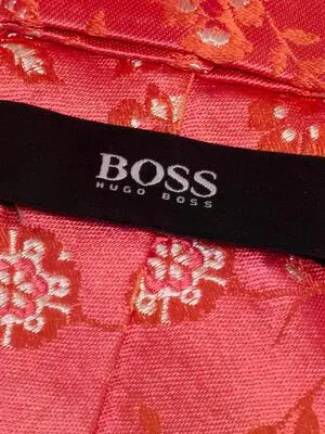 Hugo Floral Print Silk Neck Tie - Pink
