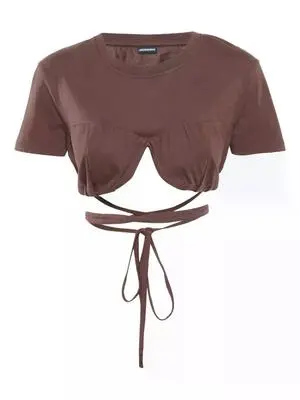 Jacquemus Tie-front Crop T-shirt - Brown