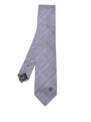 Versace Houndstooth-pattern Silk Tie - Grey