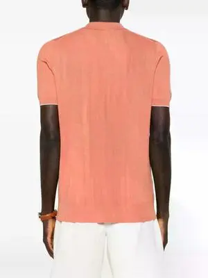 Brunello Cucinelli V-neck Ribbed T-shirt - Orange