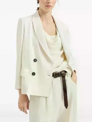 Brunello Cucinelli Monili-detail Double-breasted Blazer - Neutrals