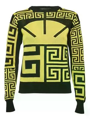 Versace Greca-pattern Knit Top - Yellow
