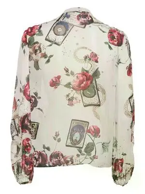 Roberto Cavalli Floral-print Ruffle Blouse