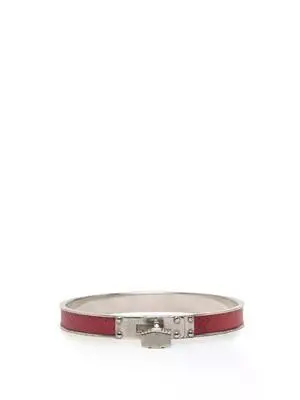 Hermès 1990-2010 Palladium Plated Kelly H Lock Bangle - Red
