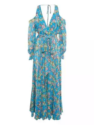 MAISON D'ANGELANN Floral-print Chiffon Maxi Dress - Blue