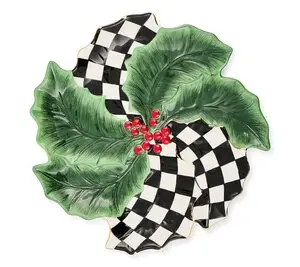 MACKENZIE-CHILDS As Is Holly Leaf Serving Platter - One-color