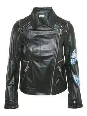 Zadig&Voltaire Studded Butterfly-print Leather Jacket