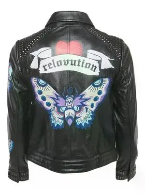 Zadig&Voltaire Studded Butterfly-print Leather Jacket