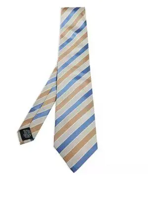 BOSS Stripe-pattern Silk Neck Tie - Blue