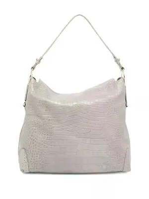 AIGNER 2000s Crocodile-embossed Leather Shoulder Bag