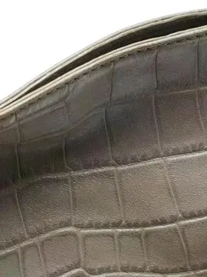 AIGNER 2000s Crocodile-embossed Leather Shoulder Bag