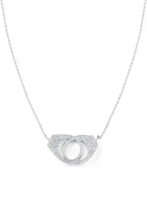 LB EXCLUSIVE 14k White Gold Diamond Handcuff Pendant Necklace