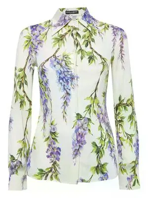 Dolce & Gabbana Floral Print Silk Shirt - Neutrals
