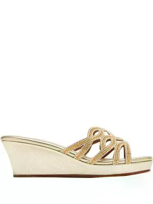 NICOLI 70mm Tina Embellished Wedge Sandals - Gold