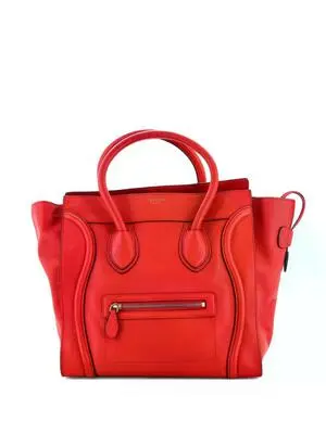 Celine Luggage Bag Grainy Leather Mini Tote - Red