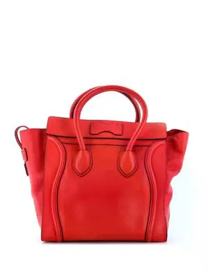 Celine Luggage Bag Grainy Leather Mini Tote - Red