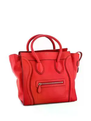Celine Luggage Bag Grainy Leather Mini Tote - Red