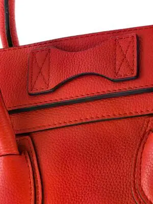 Celine Luggage Bag Grainy Leather Mini Tote - Red