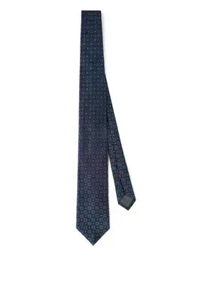 Brunello Cucinelli Geometric-patterned Silk Neck Tie - Blue