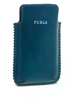 Furla Leather Scalloped-edge Phone Case - Blue