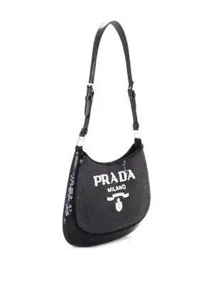 Prada Cleo Sequins Small Shoulder Bag - Black