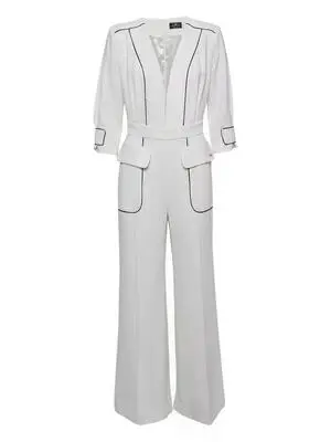 Elisabetta Franchi Contrast-trim Jumpsuit - White