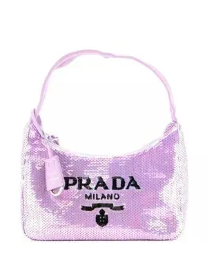Prada Re-edition 2000 Sequins Mini Hobo Bag - Purple