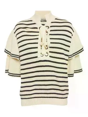 SELF-PORTRAIT Stripe-patterned Knit Top - Neutrals