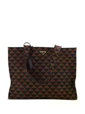 Prada Symbole Jacquard Horizontal Tote Bag - Black