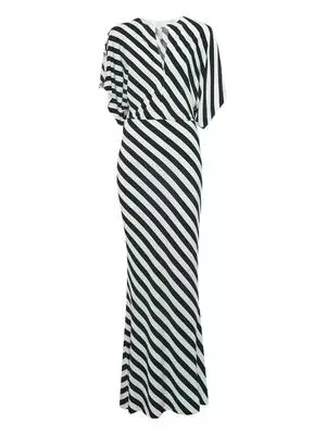 Norma Kamali Striped Jersey Long Dress