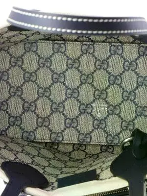 Gucci Logo Shopper Tote Printed Canvas Small Shoulder Bag - Blue