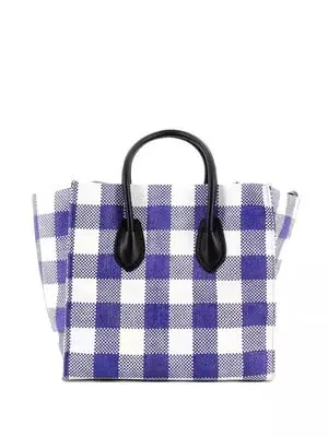 Celine Phantom Woven Gingham Satchel - Blue
