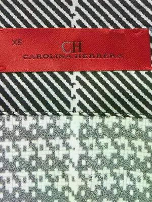 CAROLINA HERRERA VINTAGE Houndstooth-print Satin Blouse