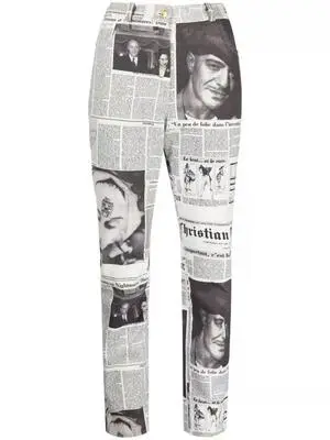 Dior 2000 Newspaper-print Slim-fit Jeans - Black