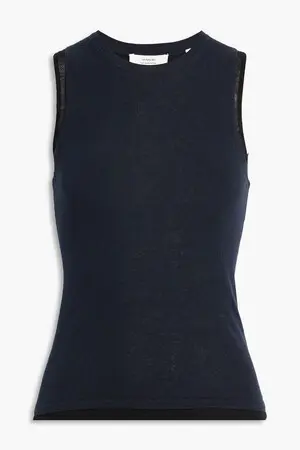 Vince Layered Cotton-blend Top - Navy