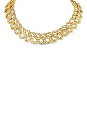 CHAUMET 18k Yellow Diamond Wave Necklace - Gold