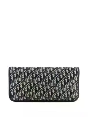 Dior Fold Over Oblique Canvas Clutch Bag - Blue