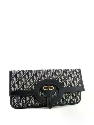 Dior Fold Over Oblique Canvas Clutch Bag - Blue