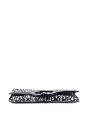 Dior Fold Over Oblique Canvas Clutch Bag - Blue
