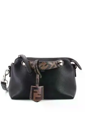 Fendi By The Way Leather Mini Satchel With Zucca Embossed Detail - Black