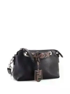 Fendi By The Way Leather Mini Satchel With Zucca Embossed Detail - Black