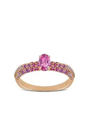 FULLORD 18k Rose Gold Sapphire Eternity Ring - Pink